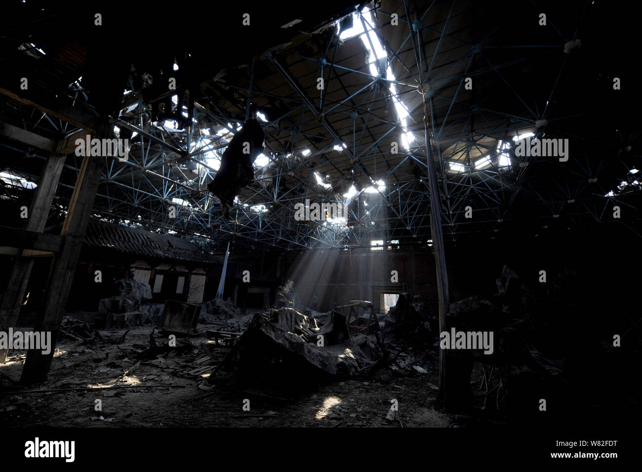Interior view of ruins of imperial architectural style building complex ...