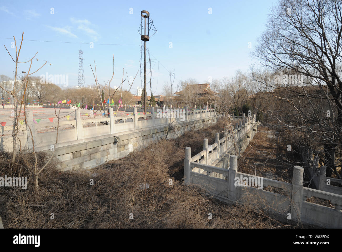 View of ruins of imperial architectural style building complex of the ...