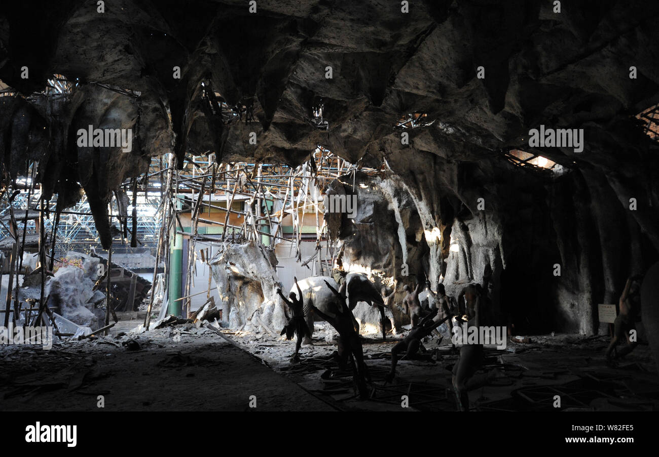 Interior view of ruins of imperial architectural style building complex ...