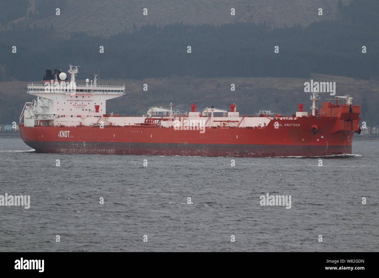 Bodil Knutsen, an oil tanker operated by Knutsen OAS Shipping, passing ...
