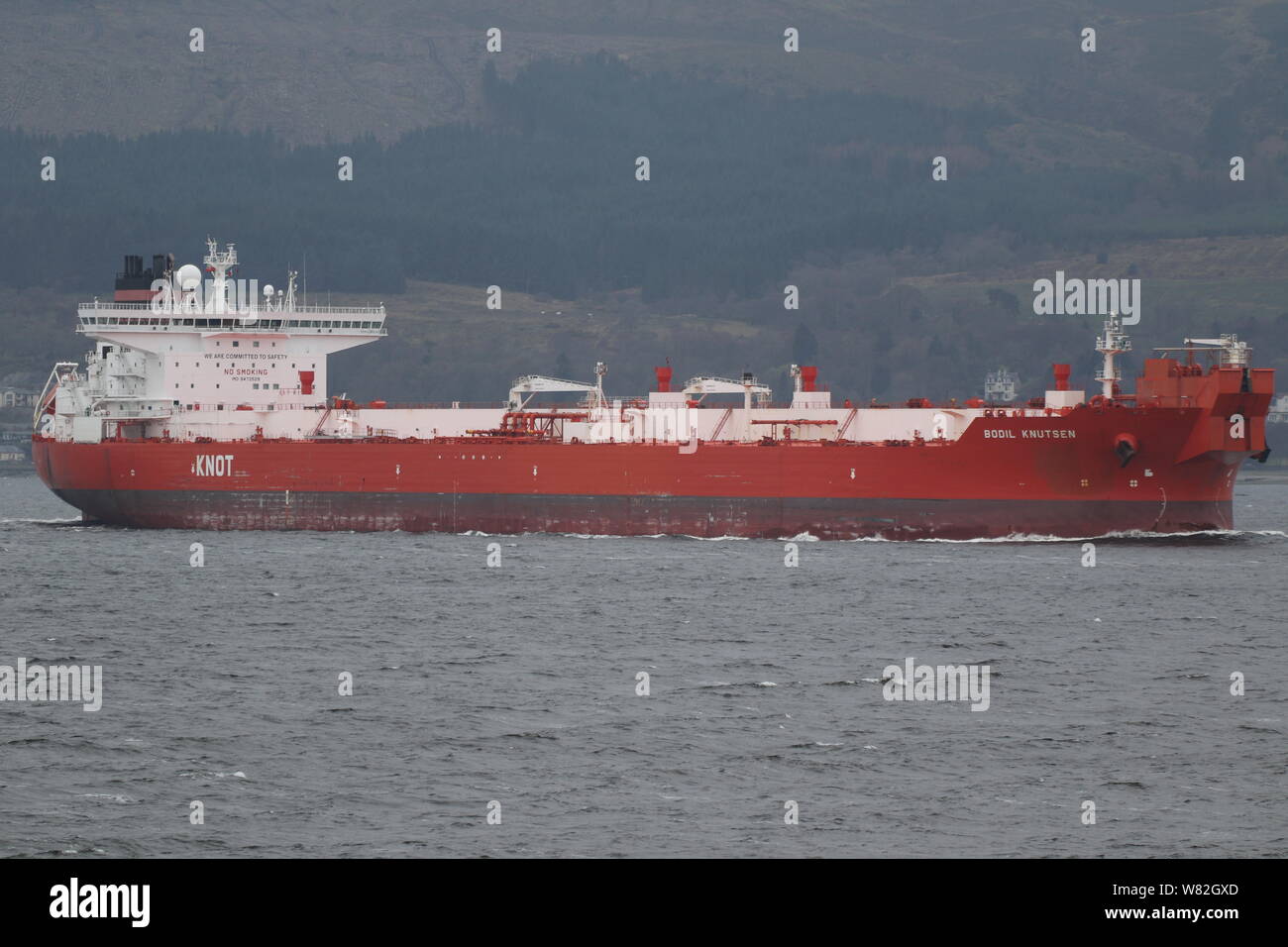 Bodil Knutsen, an oil tanker operated by Knutsen OAS Shipping, passing ...