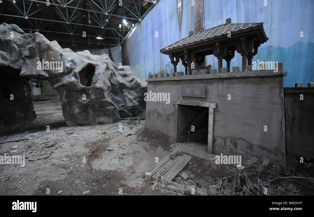 Interior view of ruins of imperial architectural style building complex ...