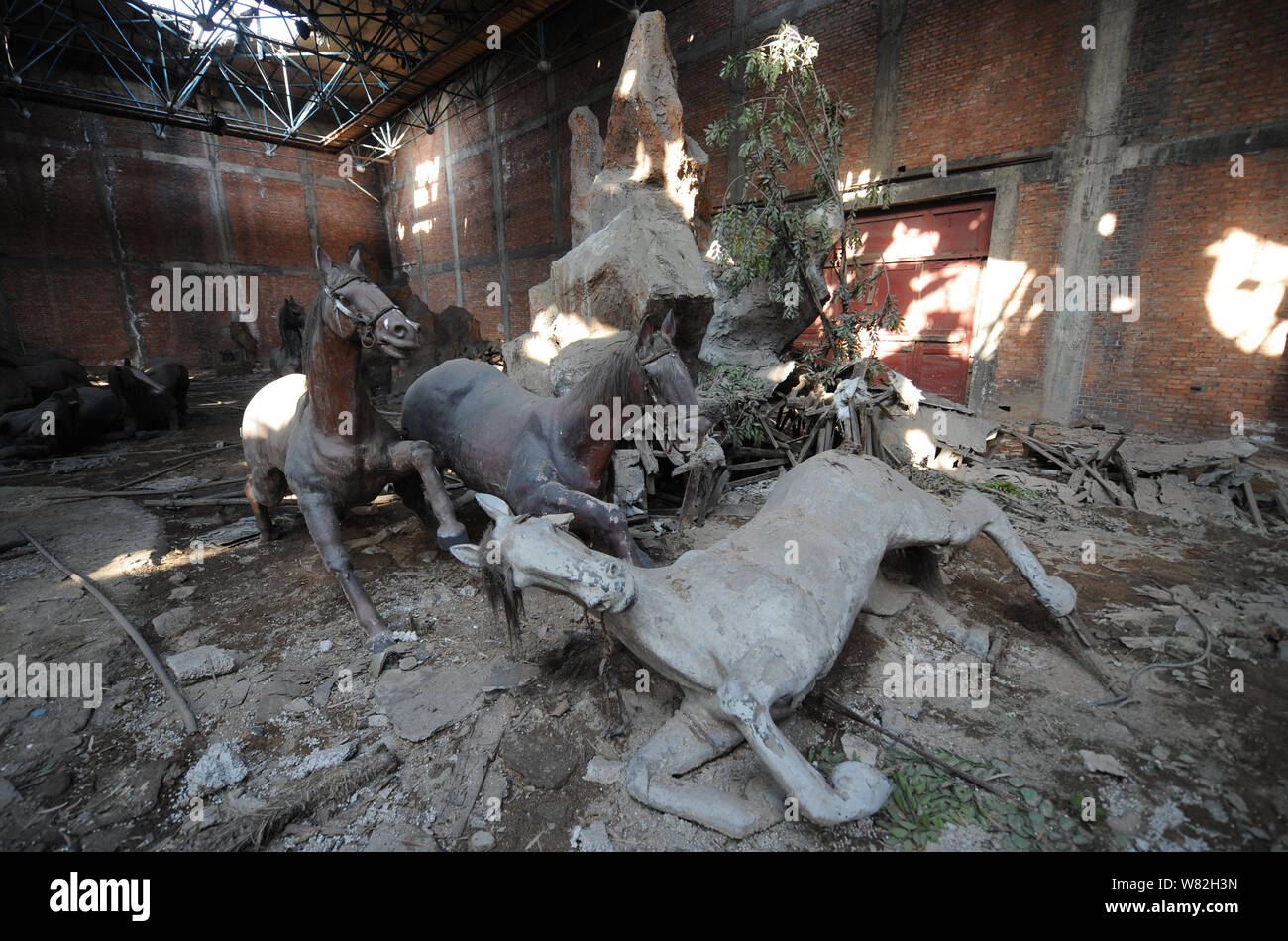 Interior view of ruins of imperial architectural style building complex ...