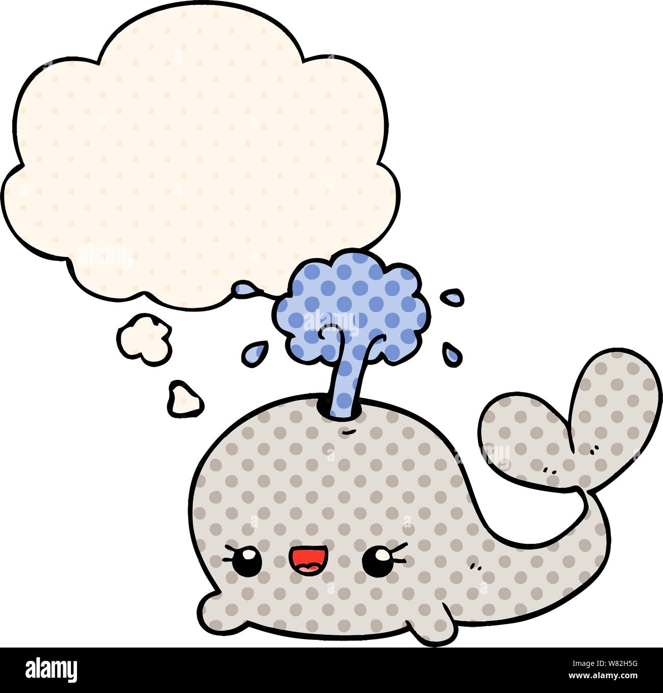 cute cartoon whale with thought bubble in comic book style Stock Vector ...