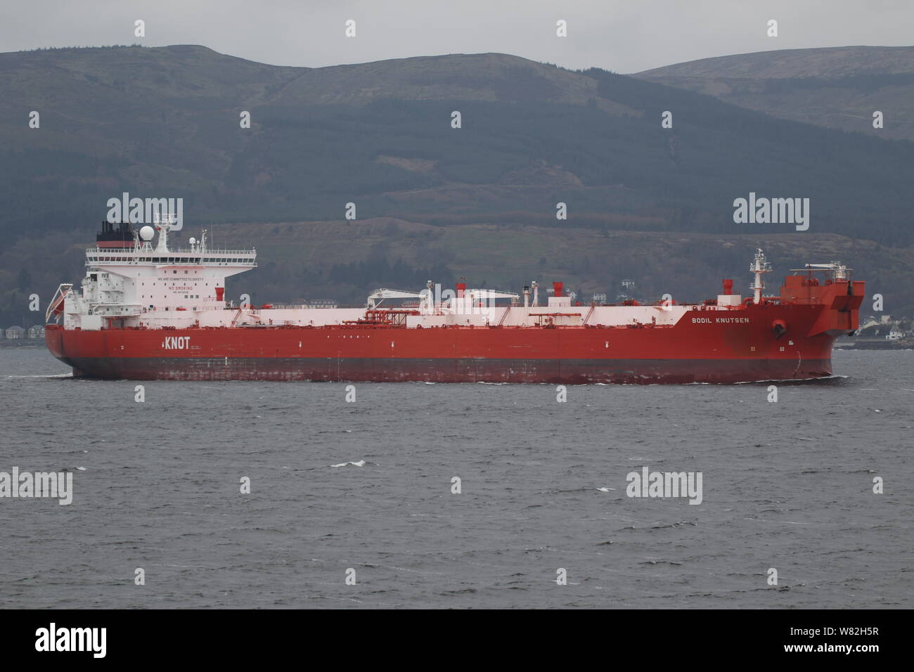Bodil Knutsen, an oil tanker operated by Knutsen OAS Shipping, passing ...