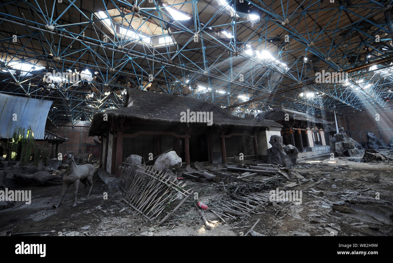 Interior view of ruins of imperial architectural style building complex ...