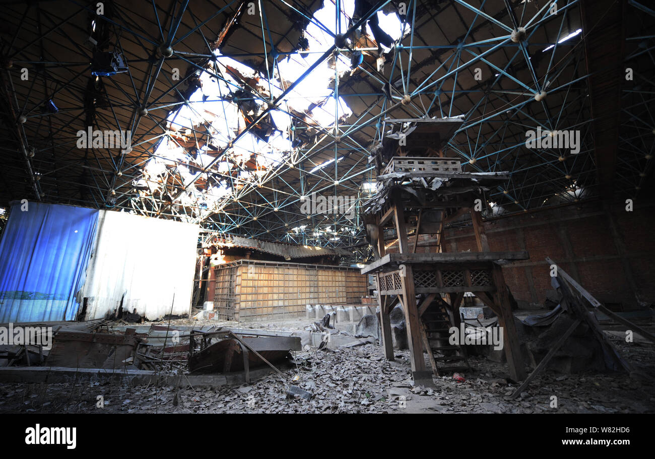 Interior view of ruins of imperial architectural style building complex ...