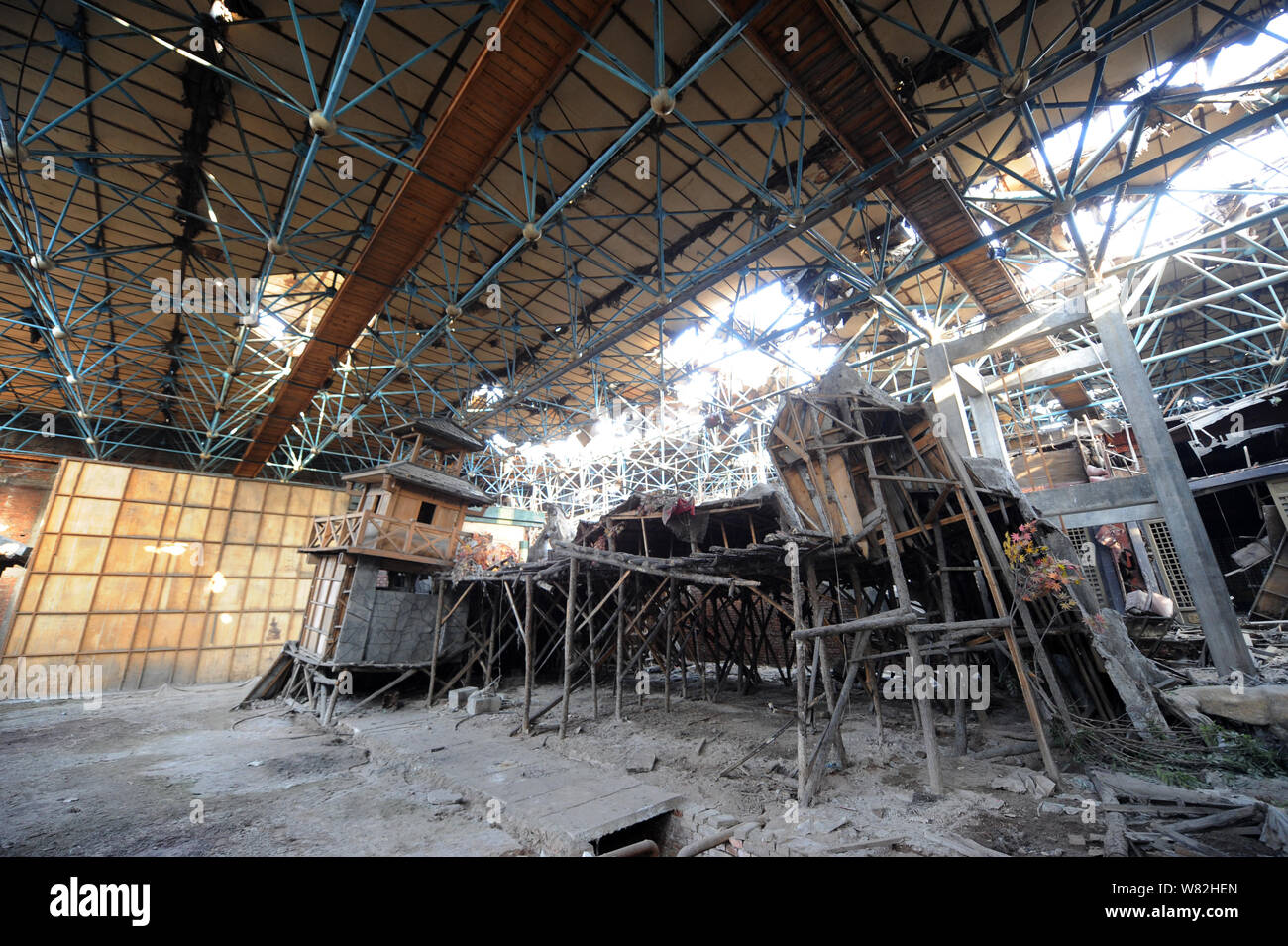 Interior view of ruins of imperial architectural style building complex ...