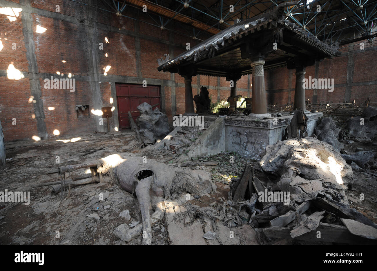 Interior view of ruins of imperial architectural style building complex ...