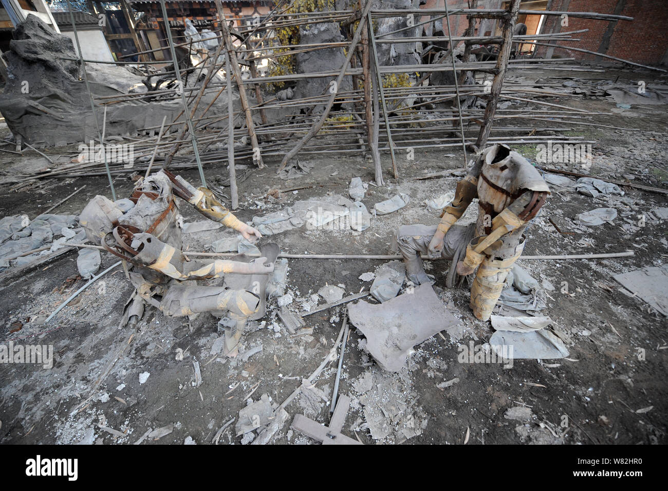 Interior view of ruins of imperial architectural style building complex ...