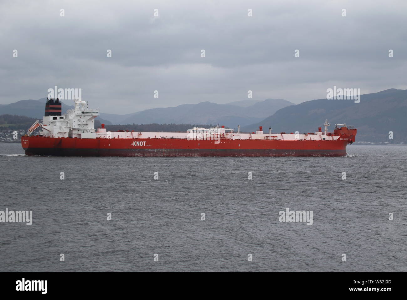 Bodil Knutsen, an oil tanker operated by Knutsen OAS Shipping, passing ...