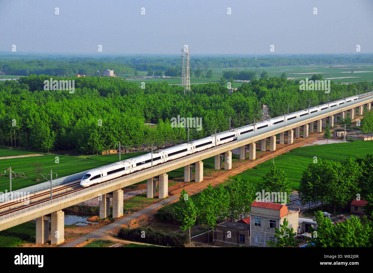 --FILE--A CRH (China Railway High-speed) bullet train travelling on the ...