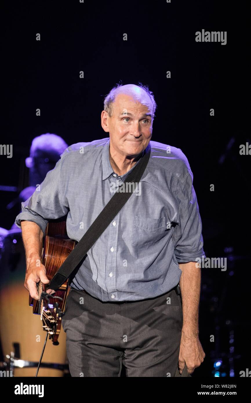 American singer-songwriter James Taylor performs during a concert in ...