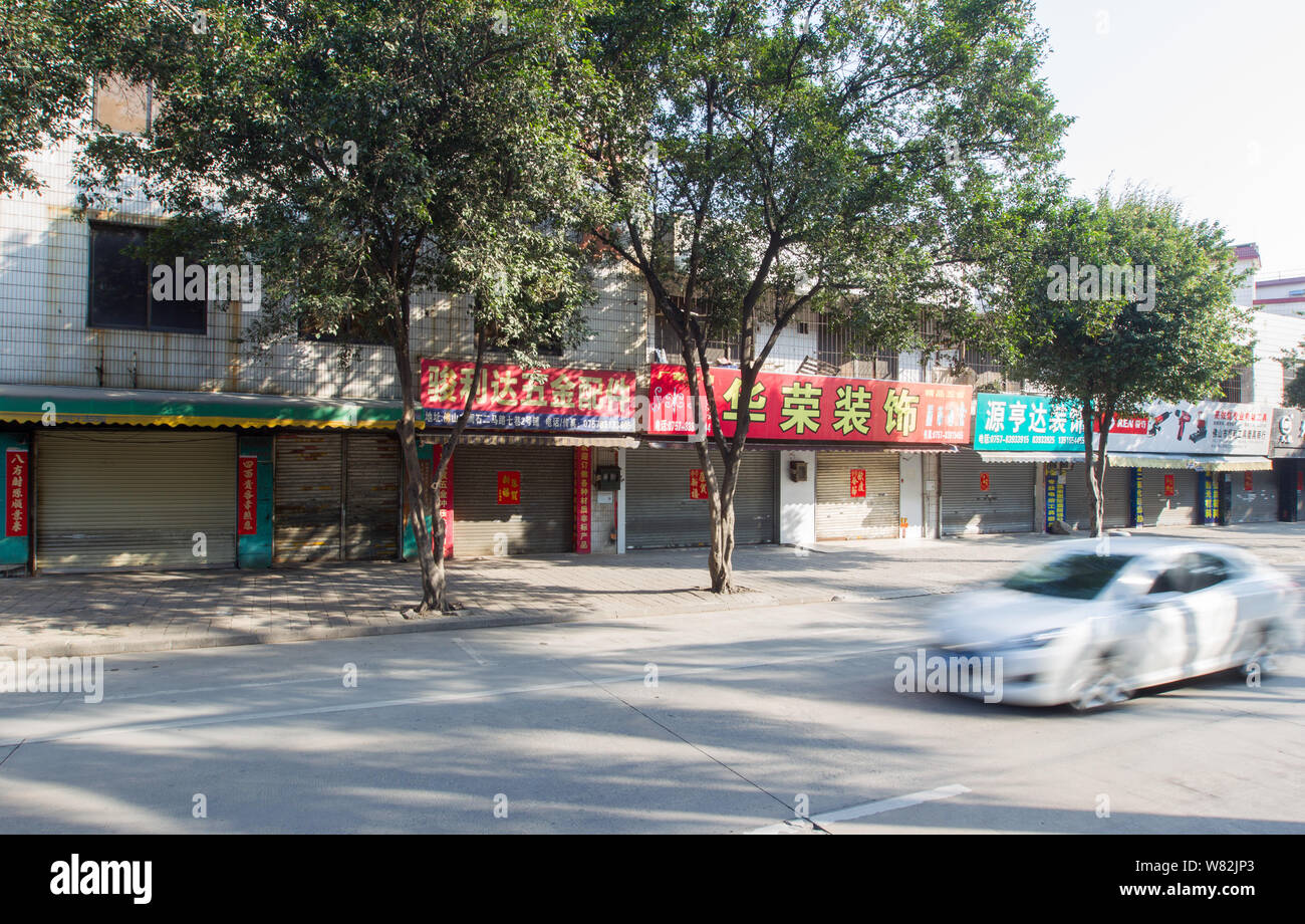 View of an almost empty street before the Chinese Lunar New Year, also ...