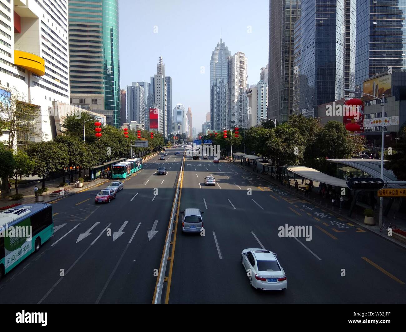 View of an almost empty street before the Chinese Lunar New Year, also ...