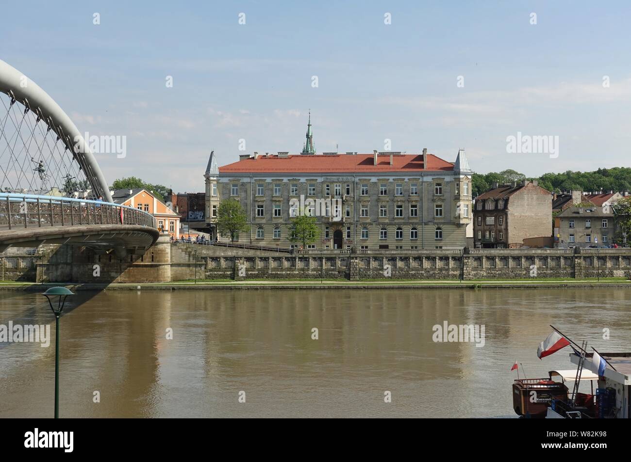 KRAKOW, POLAND -25 MAY 2019- View of the Father Bernatek Bridge (Kładka ...