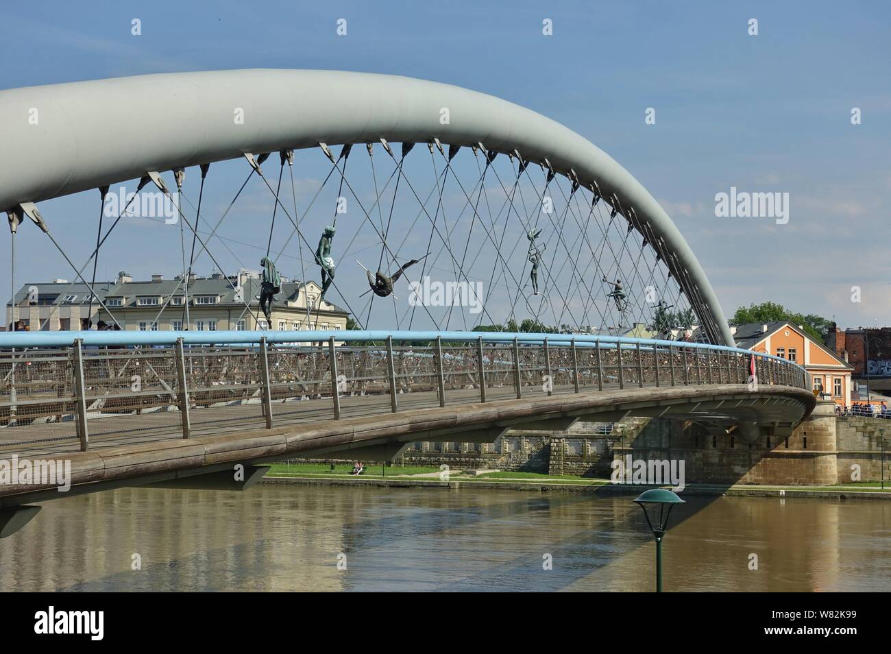 KRAKOW, POLAND -25 MAY 2019- View of the Father Bernatek Bridge (Kładka ...