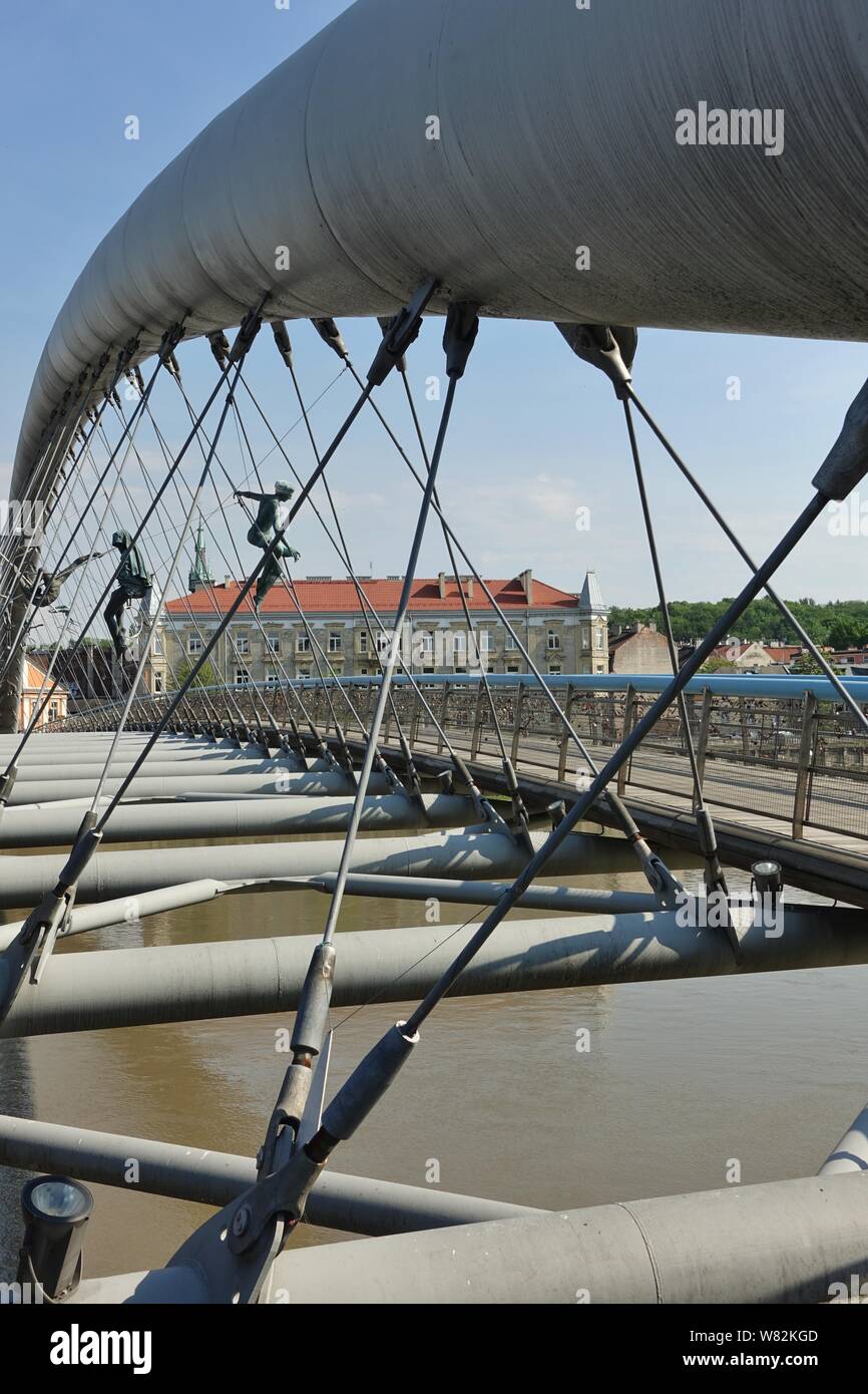 KRAKOW, POLAND -25 MAY 2019- View of the Father Bernatek Bridge (Kładka ...