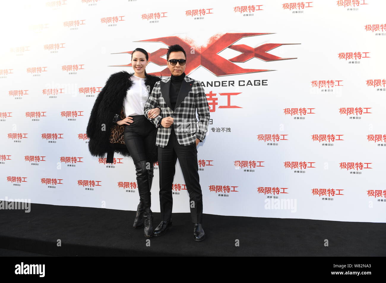 Hong Kong actor Donnie Yen, right, and his model wife Cecilia Wang ...