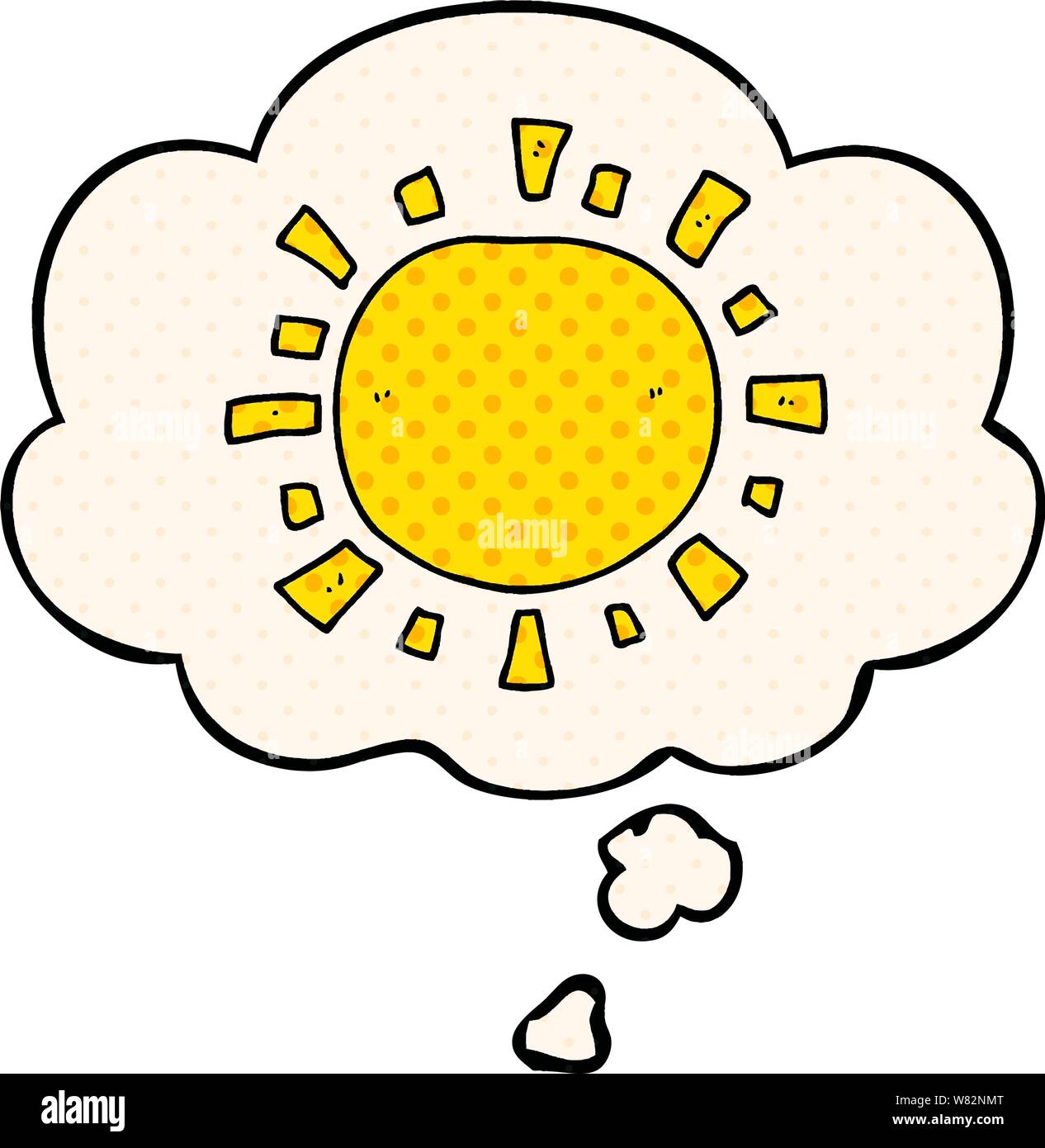 cartoon sun with thought bubble in comic book style Stock Vector Image ...