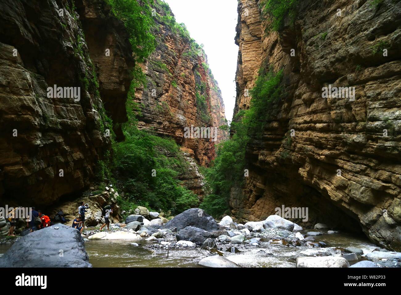 Landscape of steep cliffs in a mountainous area in Atuler village ...