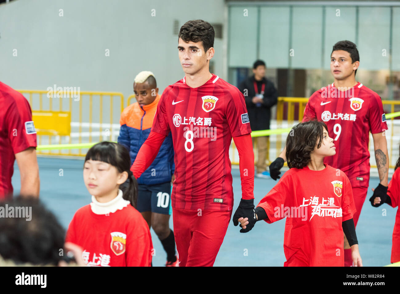 Brazilian football player Oscar of China's Shanghai SIPG F.C. arrives ...