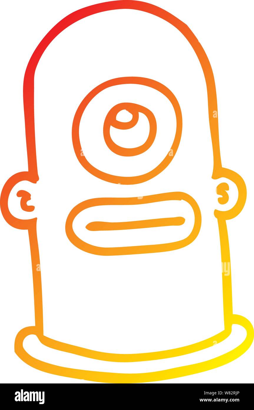 warm gradient line drawing of a cartoon cyclops face Stock Vector Image ...
