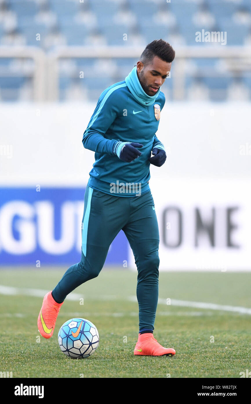 Brazilian football player Alex Teixeira of Jiangsu Suning F.C. takes ...