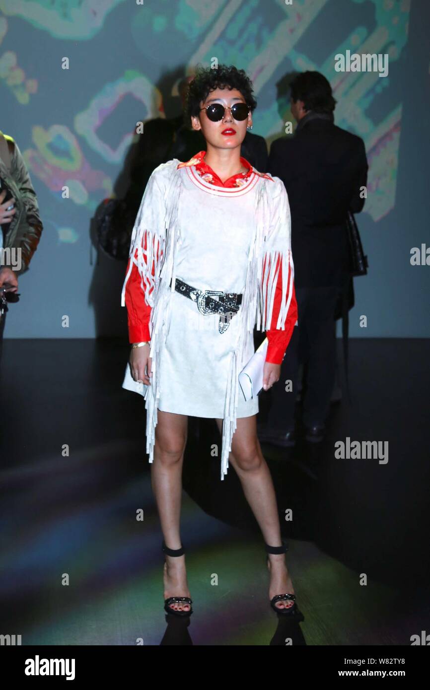 Japanese model Sayo Akasaka attends the Vivienne Tam fashion show ...