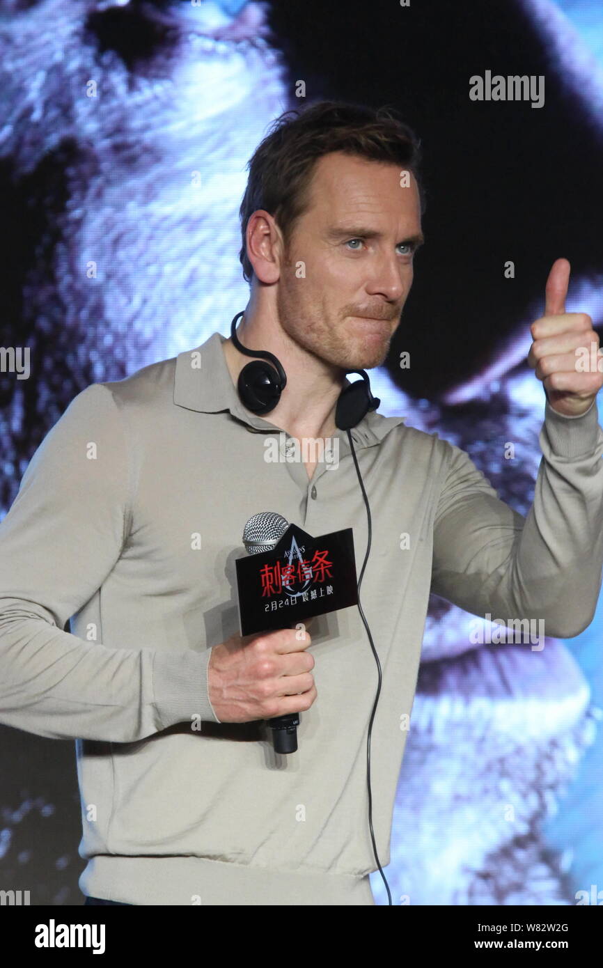 German-born Irish actor Michael Fassbender attends a press conference ...