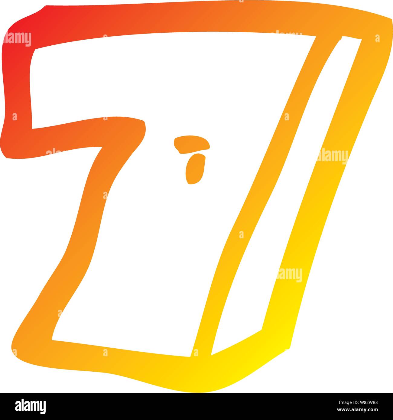 warm gradient line drawing of a cartoon number seven Stock Vector Image ...