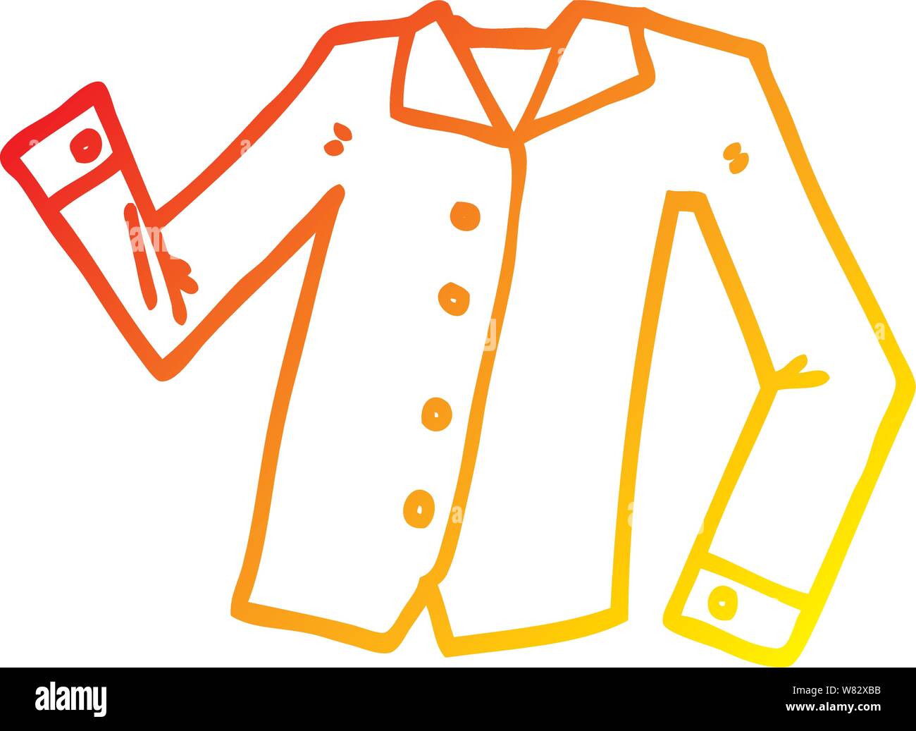 warm gradient line drawing of a cartoon work shirt Stock Vector Image ...