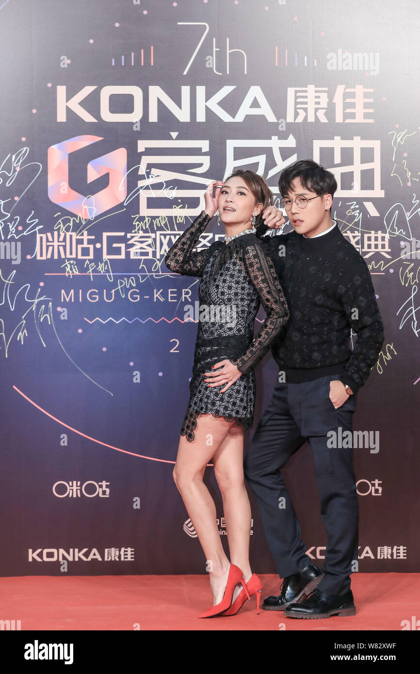 Hong Kong actress Cherrie Ying, left, and Chinese singer Liu Wei arrive ...