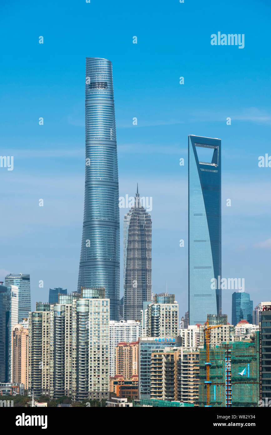 Skyline of the Lujiazui Financial District with the Shanghai Tower ...