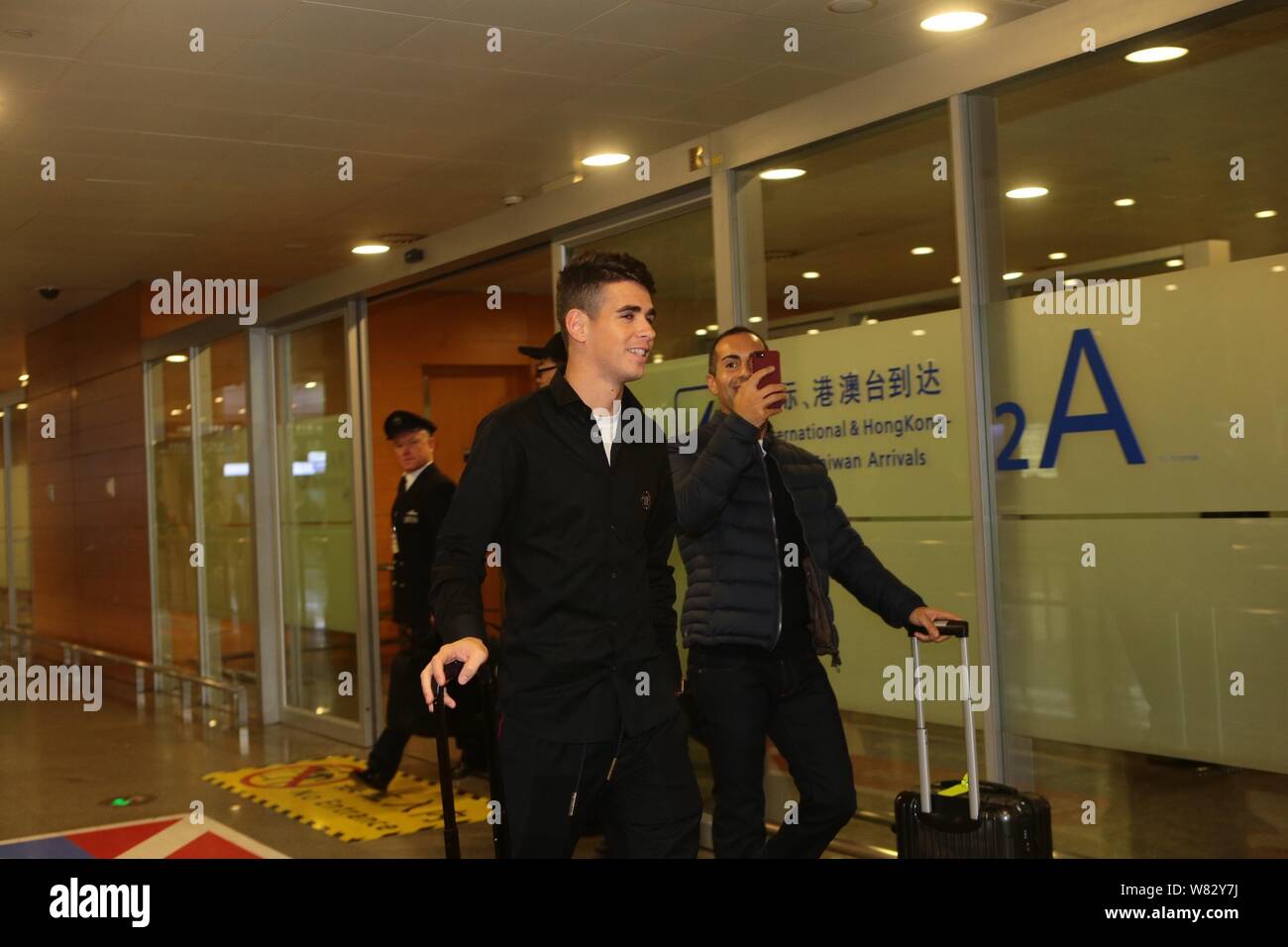Brazilian football player Oscar is pictured after arriving at the ...