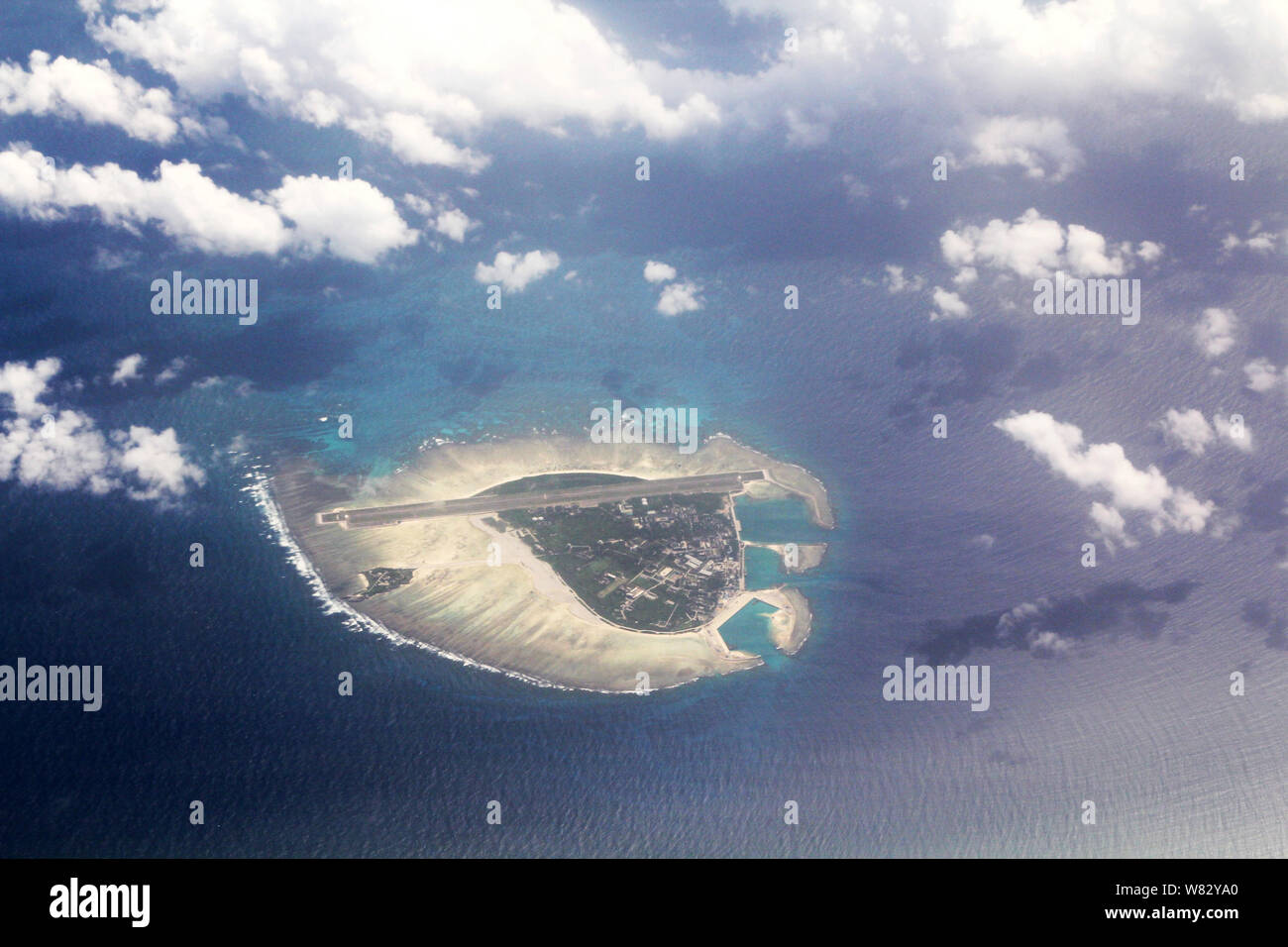 --FILE--An aerial view of Sansha city on Yongxing Island of the Xisha ...