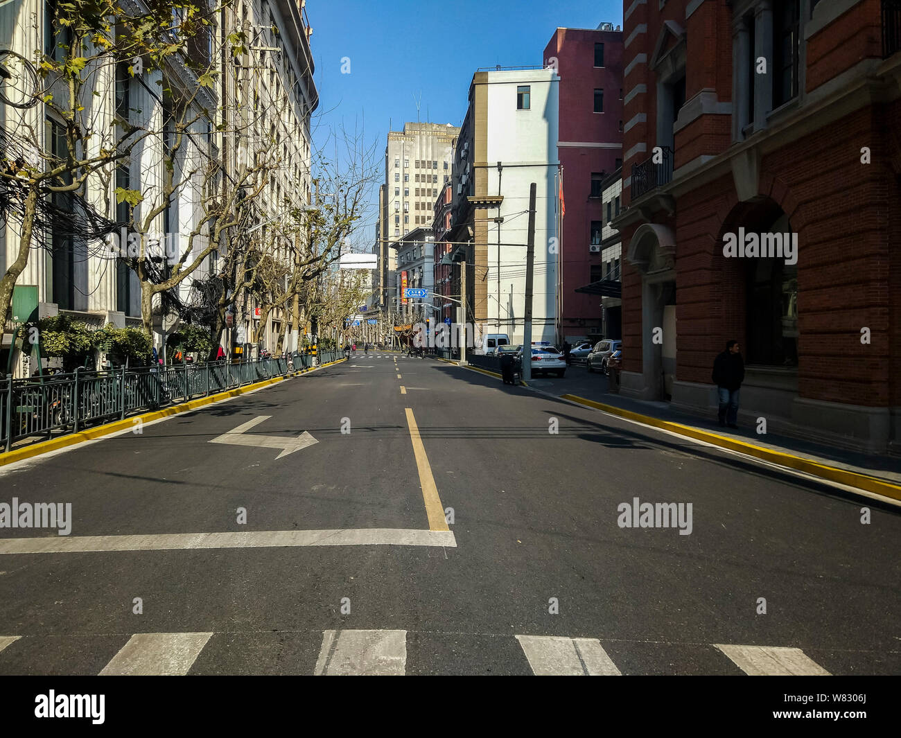 View of an almost empty street before the upcoming Chinese Lunar New ...