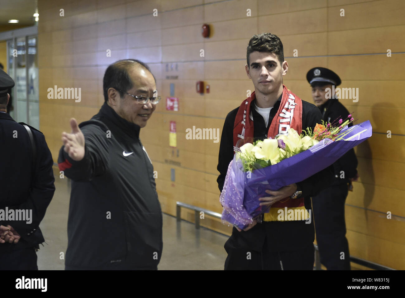 --FILE--Brazilian football player Oscar, right, is pictured after ...