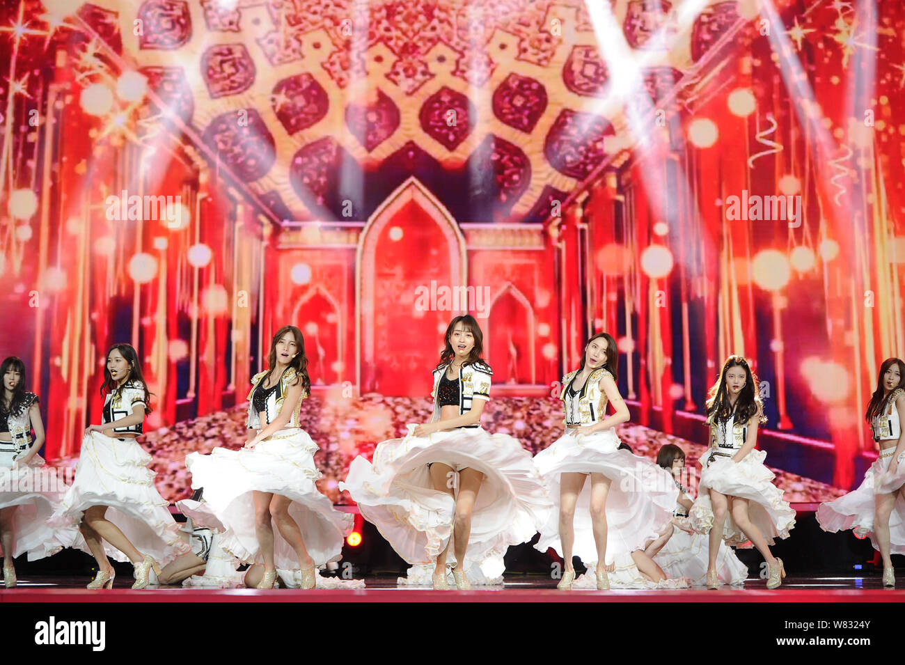 Members of Chinese girl group SNH48 perform during the 7th Migu G-Ker ...