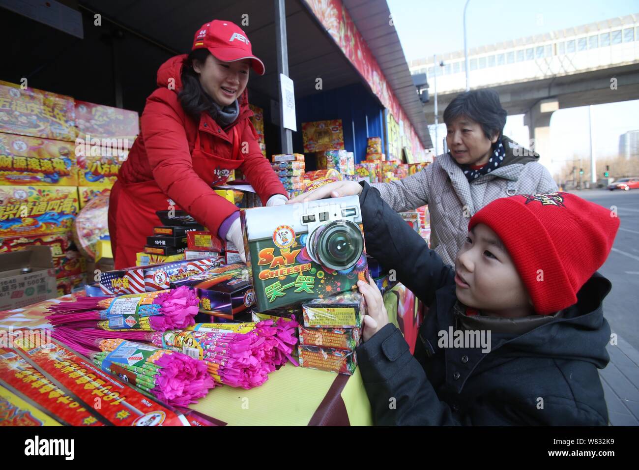 Local Chinese residents buy fireworks for the upcoming Spring Festival ...