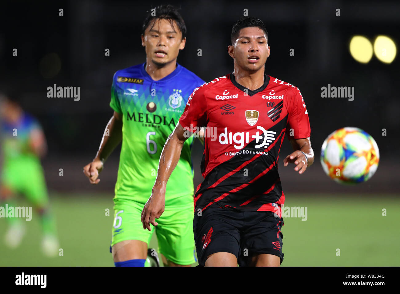 Kanagawa, Japan. 7th Aug, 2019. (L-R) Takuya Okamoto (Bellmare), Rony (Paranaense) Football ...