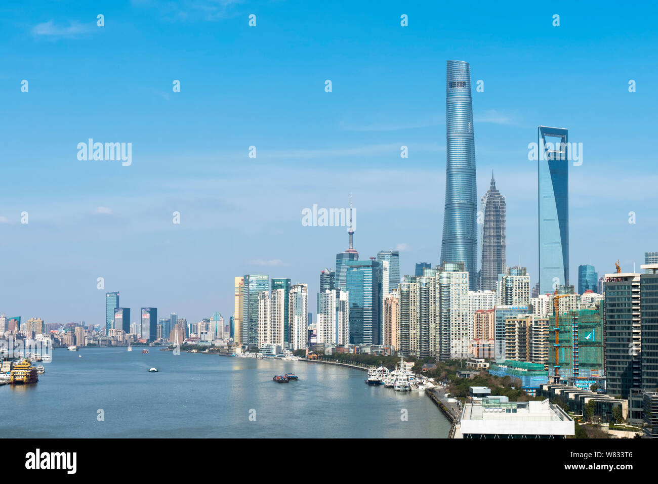 Skyline of the Lujiazui Financial District with the Shanghai Tower ...