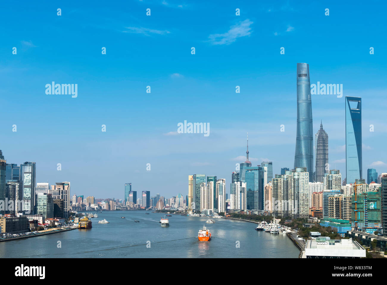 Skyline of the Lujiazui Financial District with the Shanghai Tower ...