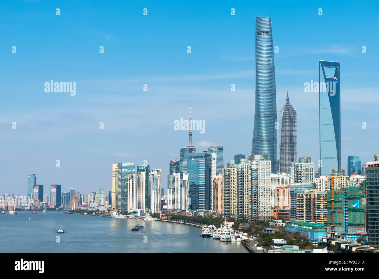 Skyline of the Lujiazui Financial District with the Shanghai Tower ...