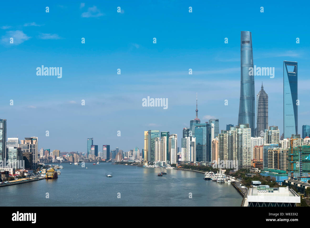 Skyline of the Lujiazui Financial District with the Shanghai Tower ...