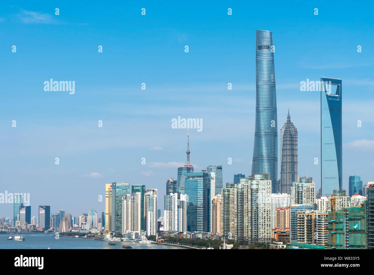 Skyline of the Lujiazui Financial District with the Shanghai Tower ...