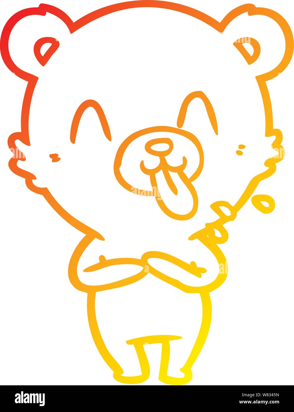 warm gradient line drawing of a rude cartoon bear Stock Vector Image ...