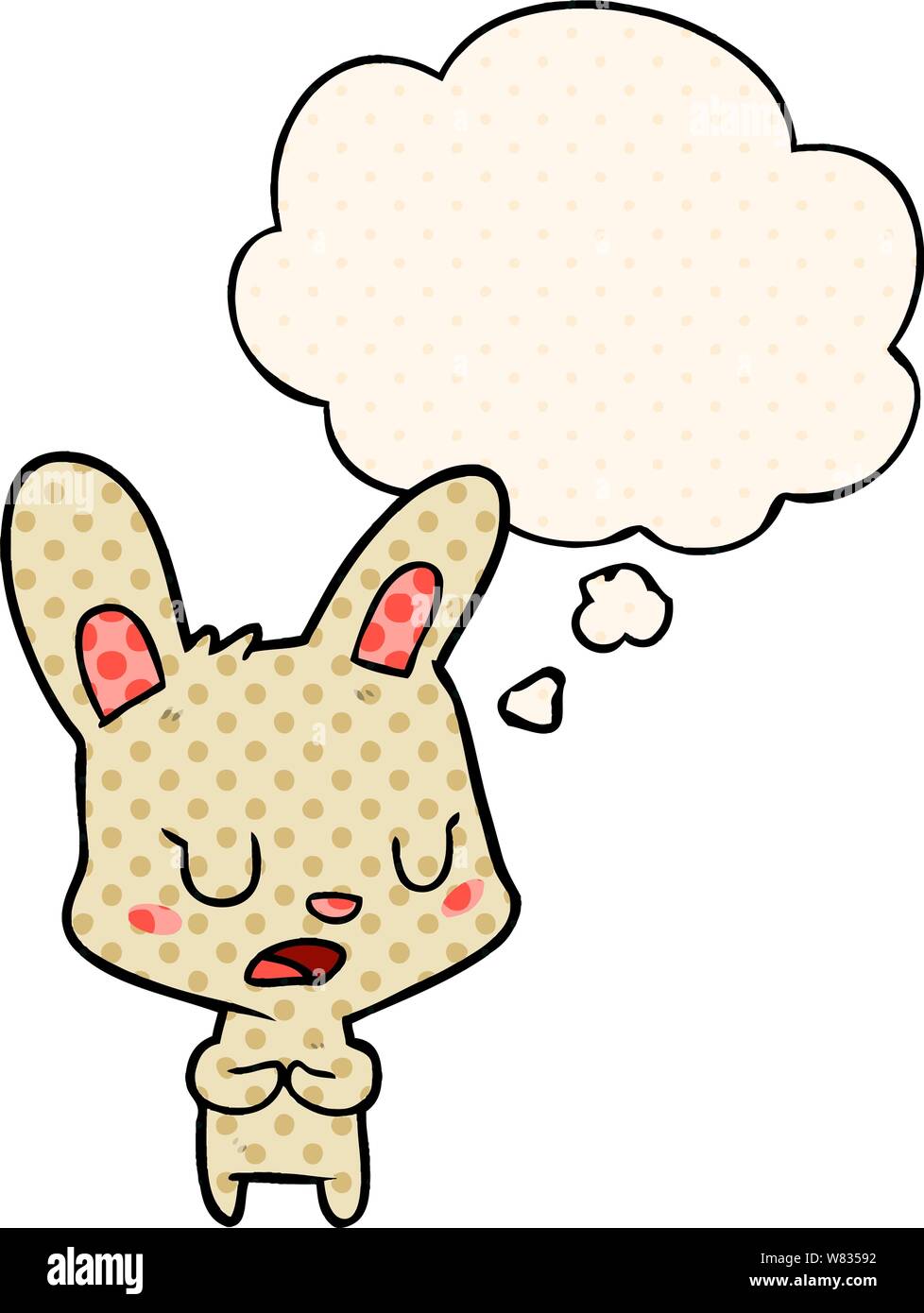 cartoon rabbit talking with thought bubble in comic book style Stock ...