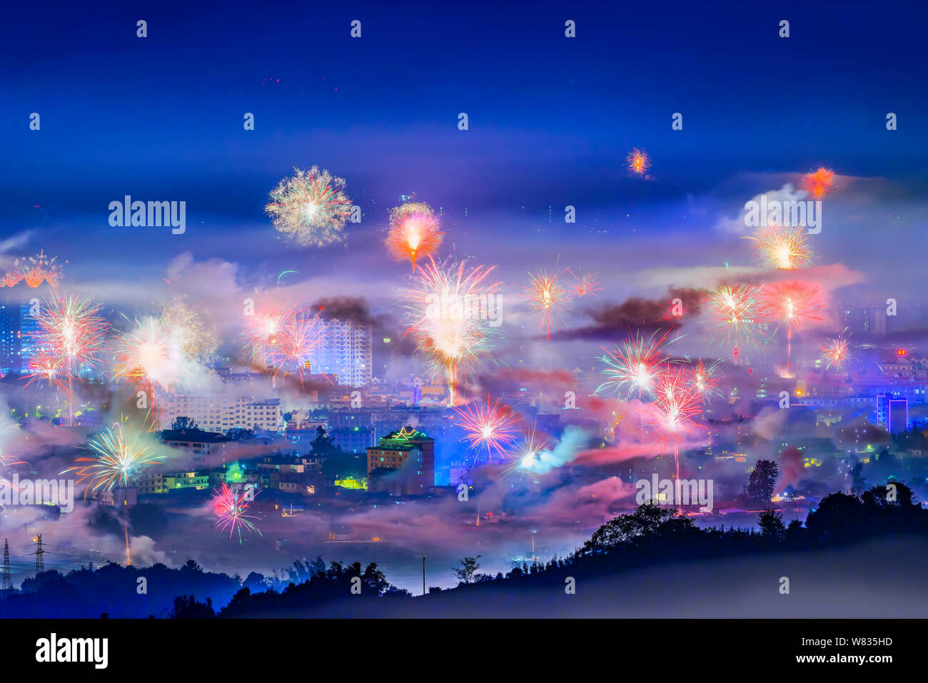 Fireworks exploded over the sky to celebrate the Chinese Lunar New Year ...