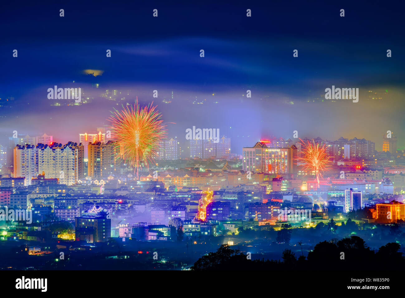 Fireworks exploded over the sky to celebrate the Chinese Lunar New Year ...